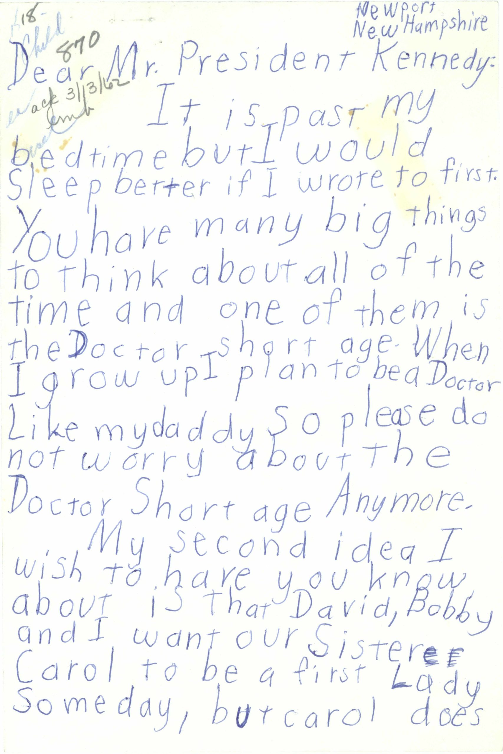 Archives Staff Picks: Children’s Letters to the President – The JFK ...